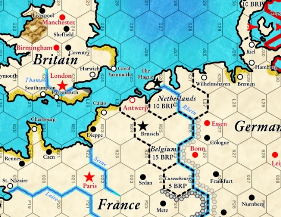 Camelot Games. Third Reich map 1 inch hexes 3R